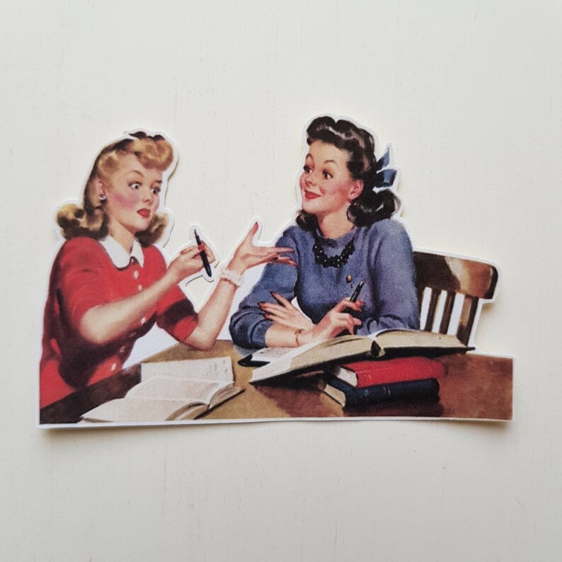 6 X Two Girls Studying Stickers. Cute Stickers. Fashion. Snail - Etsy