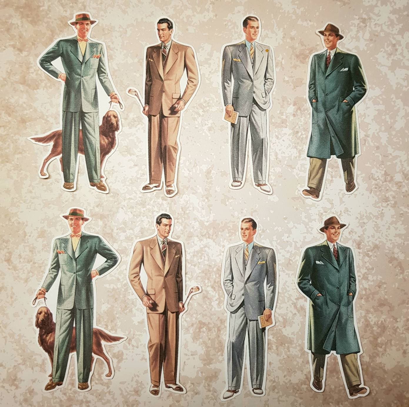 8 X Retro Men Stickers 1940's 1950's. Cute Stickers. | Etsy