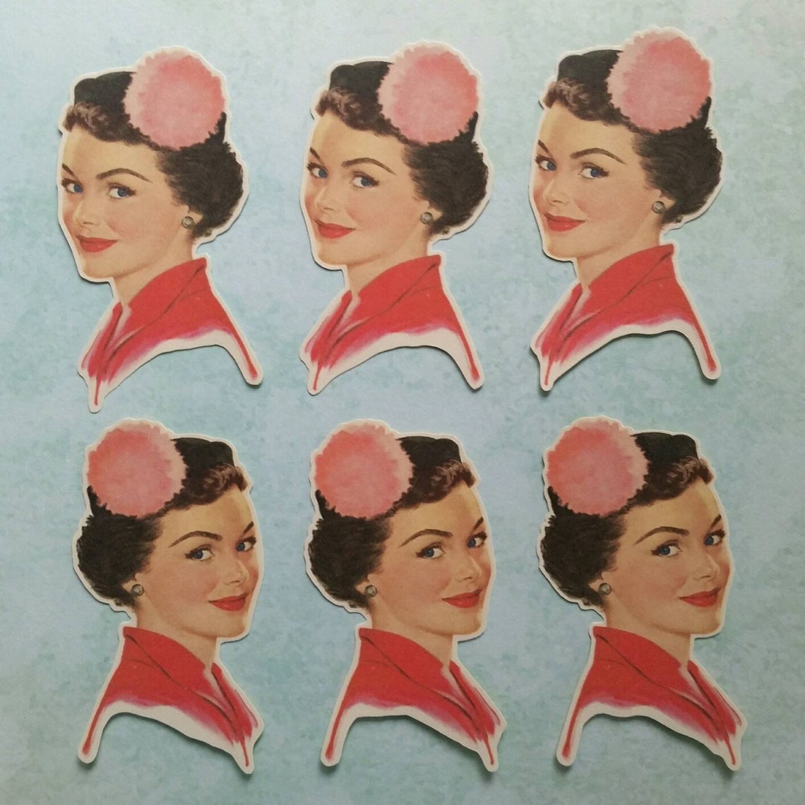 6 X Girl With Pink Pompon Hat Stickers. Cute Stickers. Fashion. Snail ...