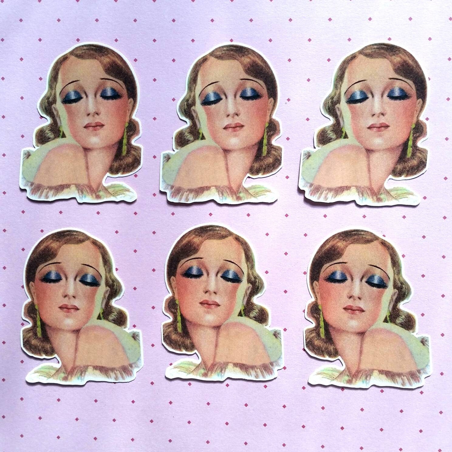 6 X 1920s Makeup Stickers. Cute Stickers. Fashion. Snail Mail - Etsy