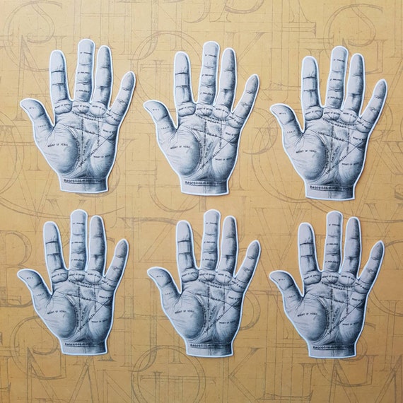 6 X Map of the Hand Stickers. Vintage Style. Retro. Snail Mail | Etsy