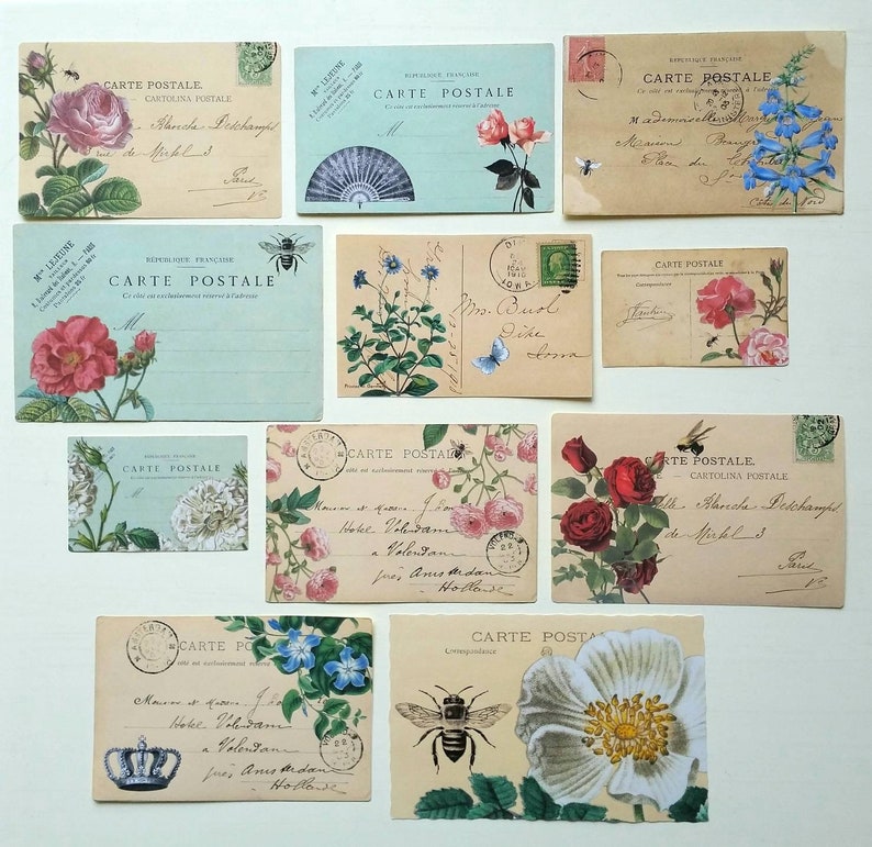 11 X Floral Themed Postcard Stickers. Vintage Style. Retro. - Etsy UK