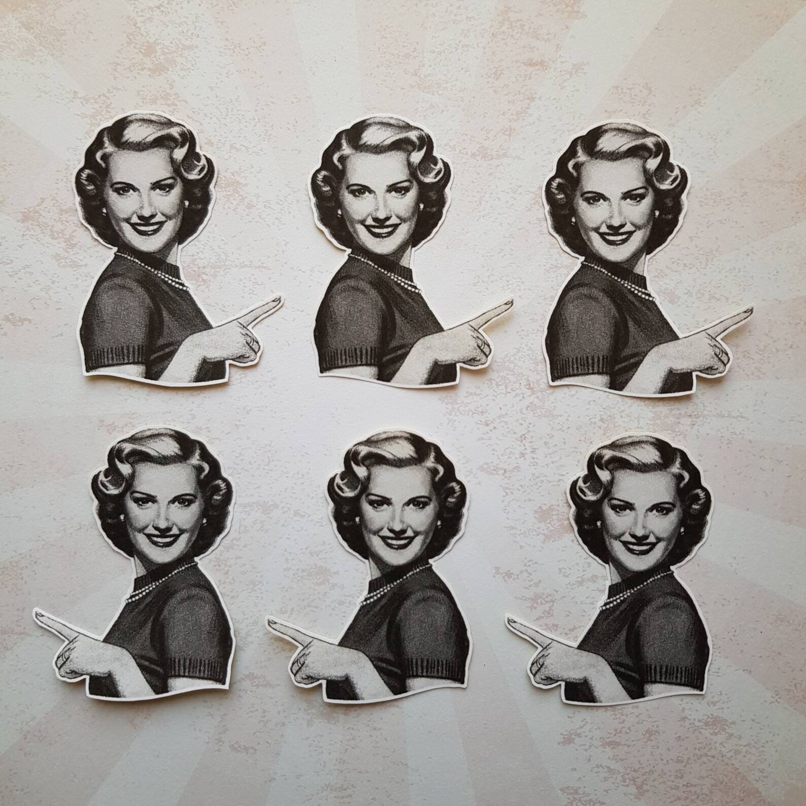 6 X Woman Pointing Stickers. Cute Stickers. Retro. Snail Mail - Etsy