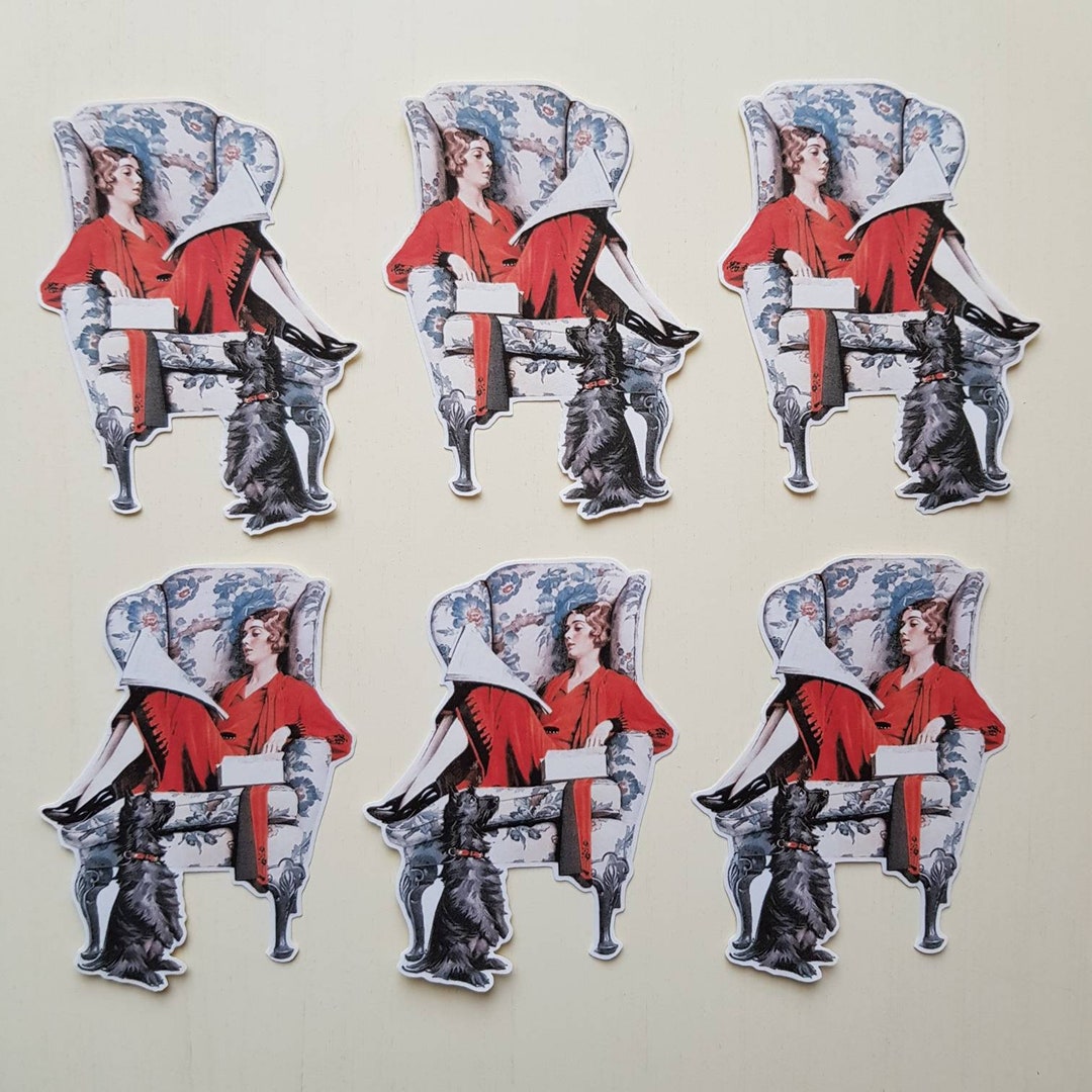 6 X Woman in an Armchair and Her Dog Stickers. Cute Stickers. Fashion ...
