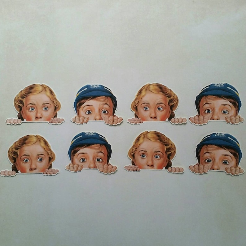 8 X Peeking Boy and Girl Stickers. Cute Stickers. Fashion. Snail Mail ...