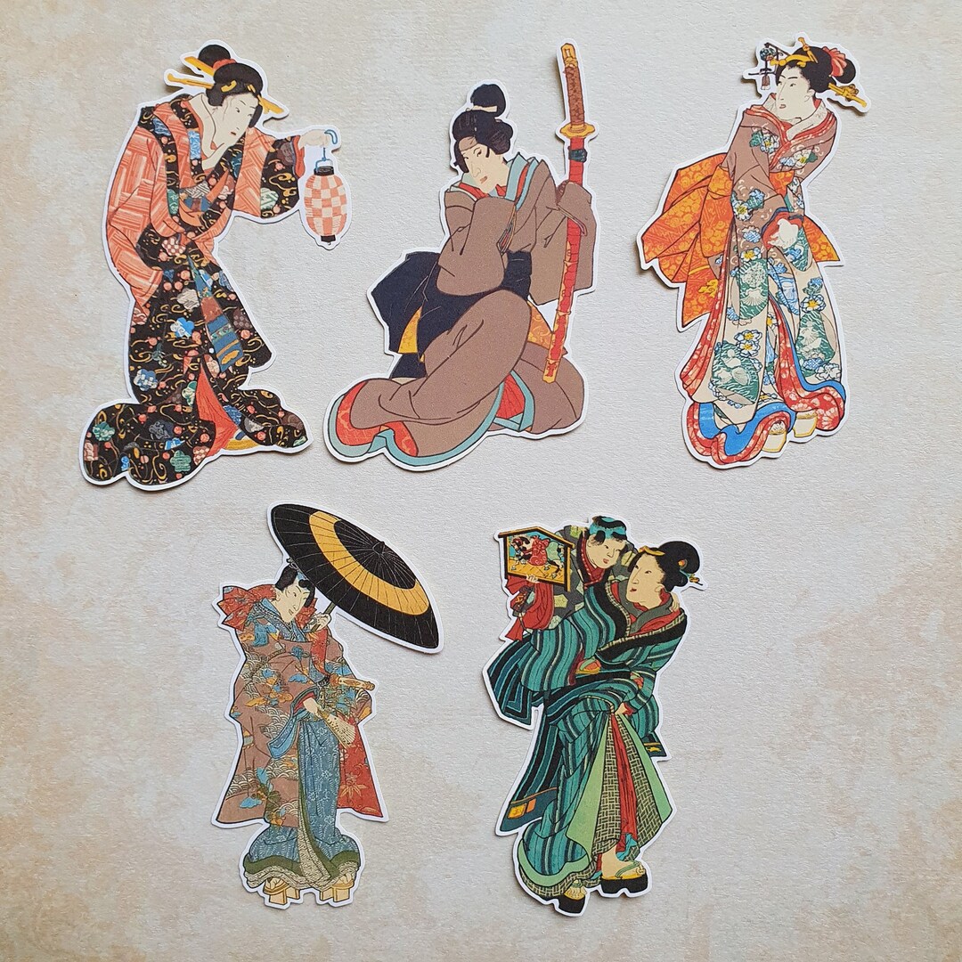 SET E 5x Japanese Geisha Stickers. Ukiyo-e. Cute Stickers. Fashion ...