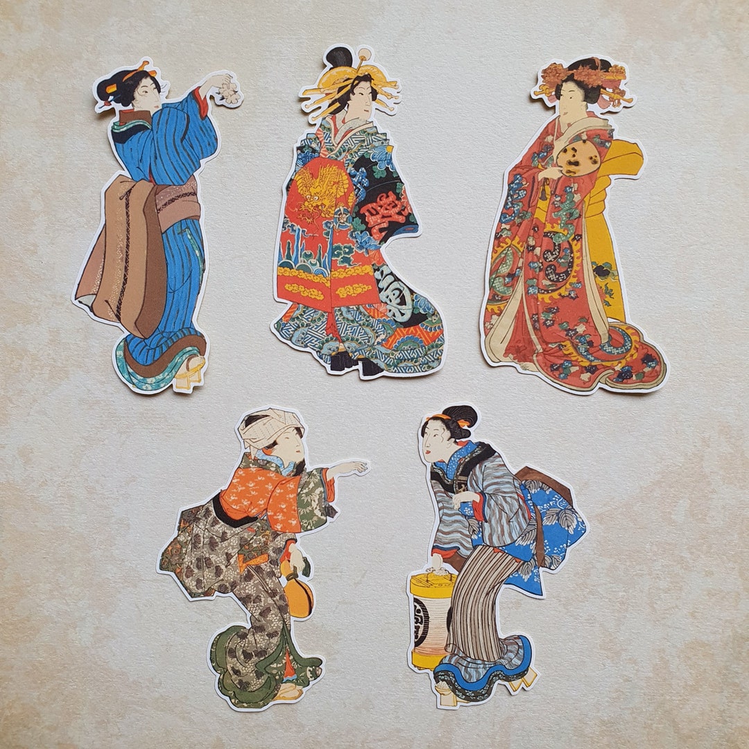 SET G 5x Japanese Geisha Stickers. Ukiyo-e. Cute Stickers. Fashion ...