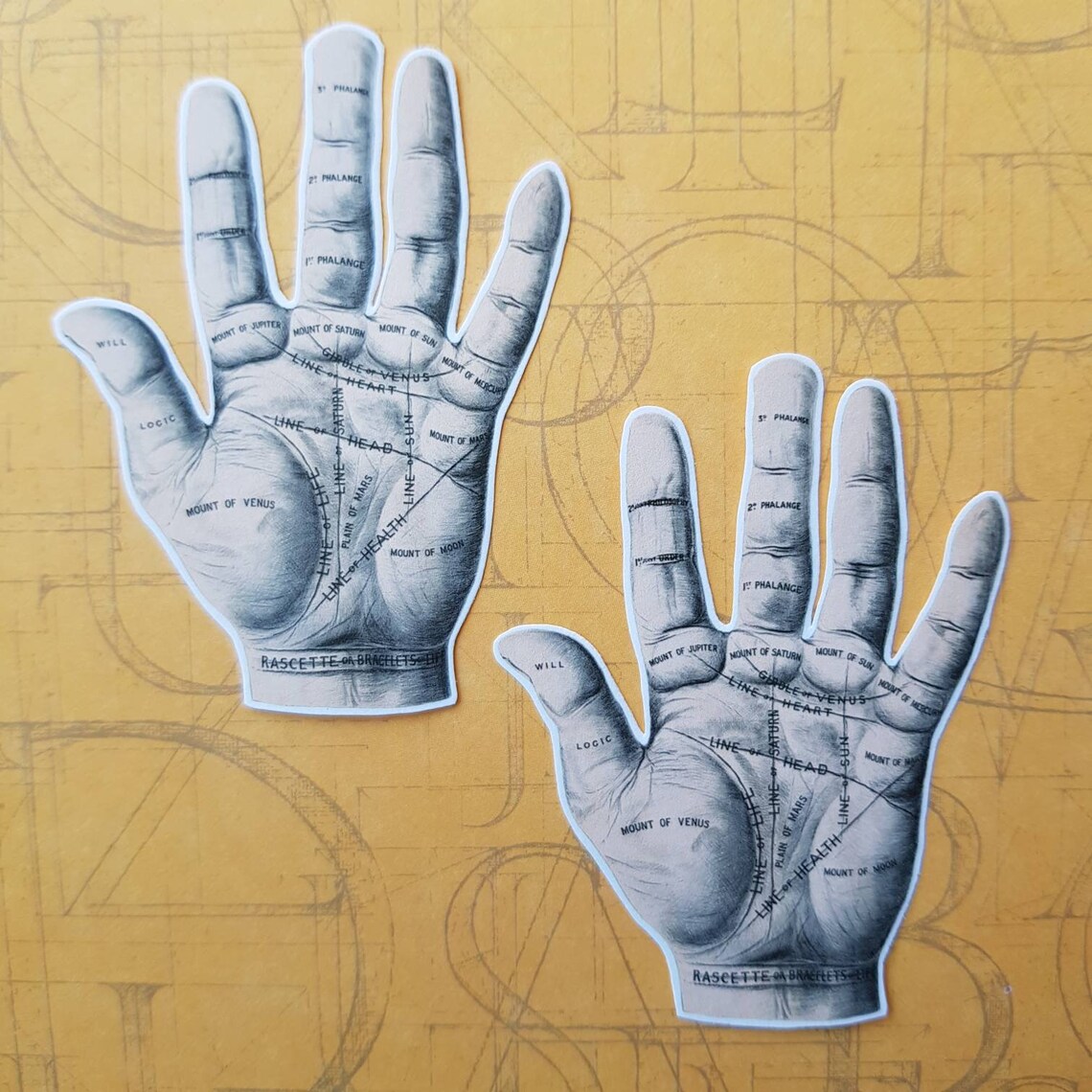 6 X Map of the Hand Stickers. Vintage Style. Retro. Snail Mail - Etsy