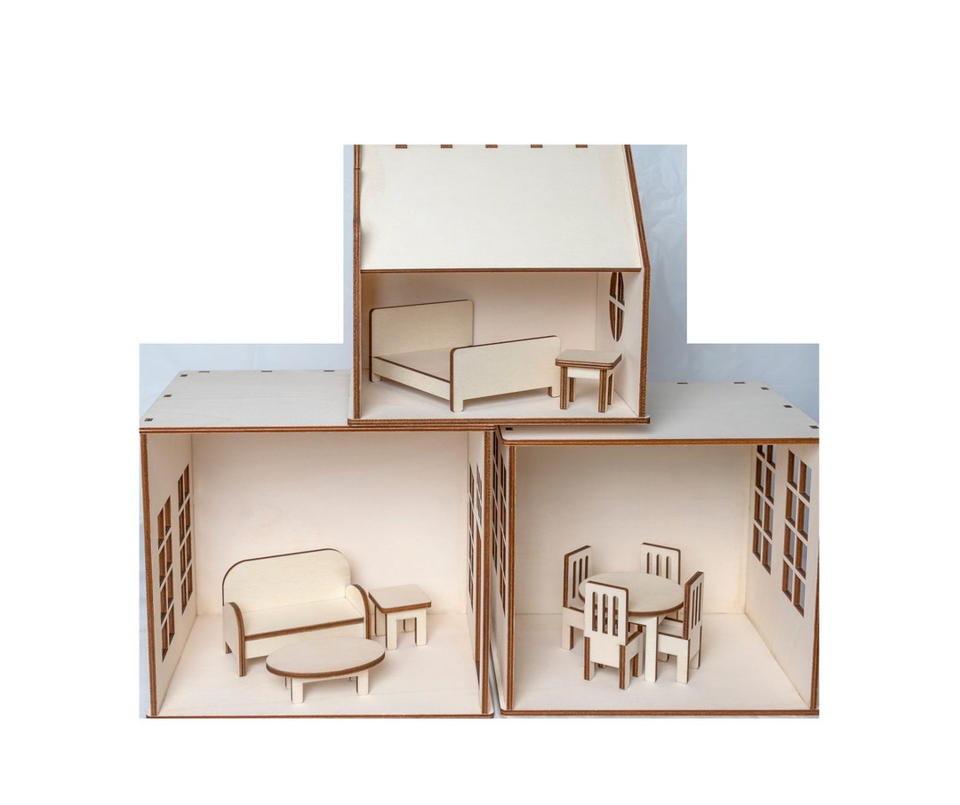 Wooden Play House DIY Kit Inclusive of Premade Furniture - Free ...