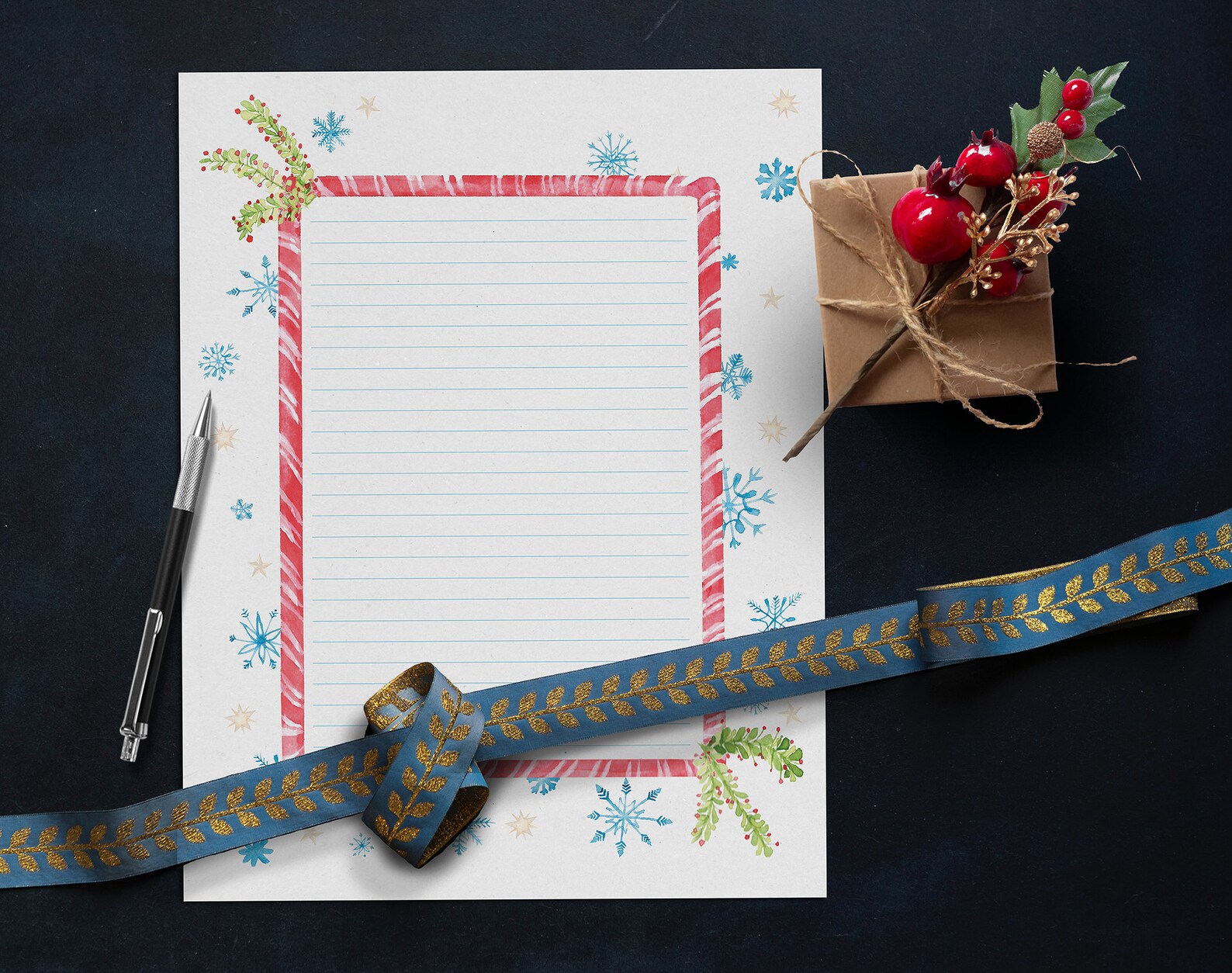 Printable Candycane Stationery, Digital Download for Print and Type ...