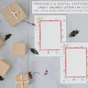 Printable Candycane Stationery, Digital Download for Print and Type ...