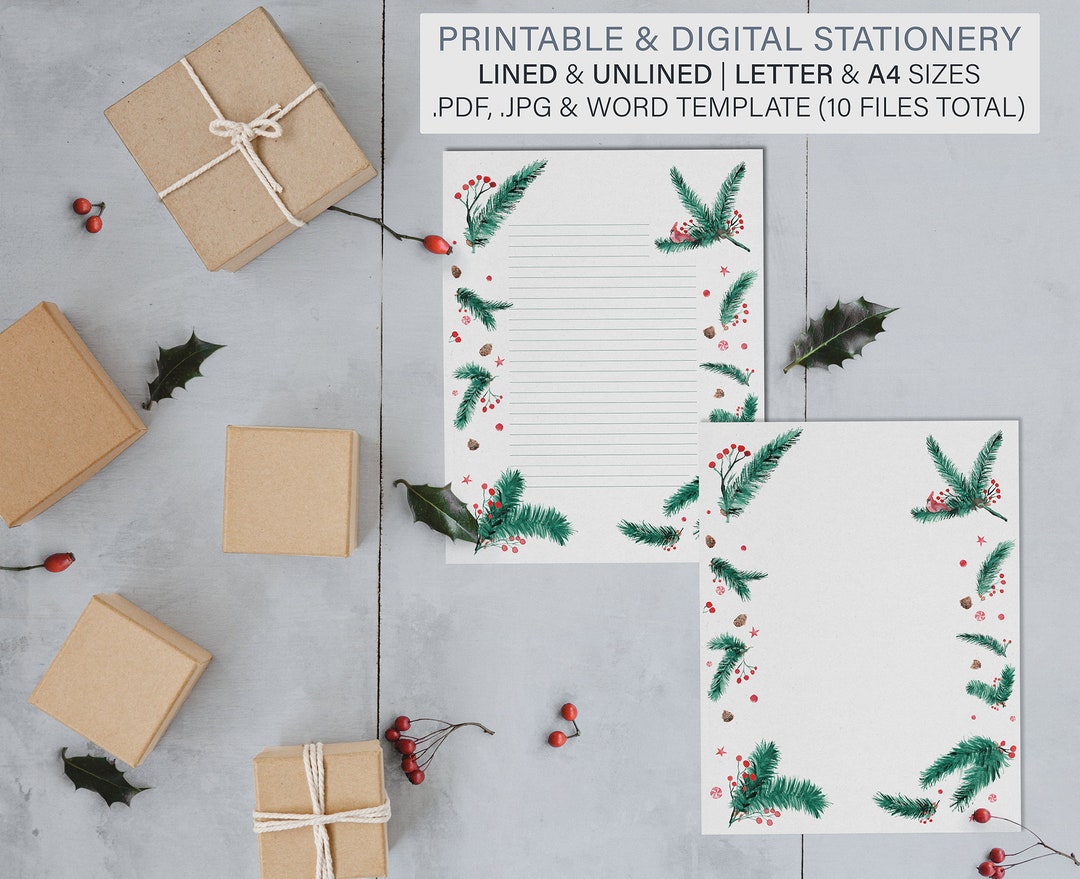Printable Pine Tree Stationery, Digital Download for Print and Type ...