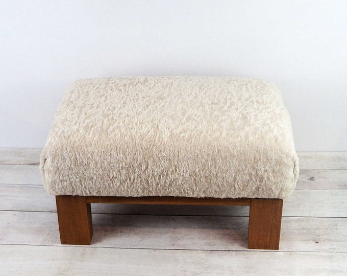 Sherpa Ottoman Shearling Footstool Beige Faux Sheepskin Pouf - Etsy