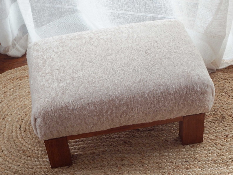 Sherpa Ottoman Shearling Footstool Beige Faux Sheepskin Pouf - Etsy