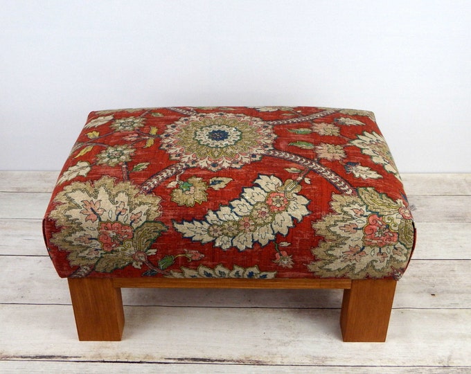 Foot Stool - Red Ottoman Stool - Upholstered Ottoman - Pouf - Etsy