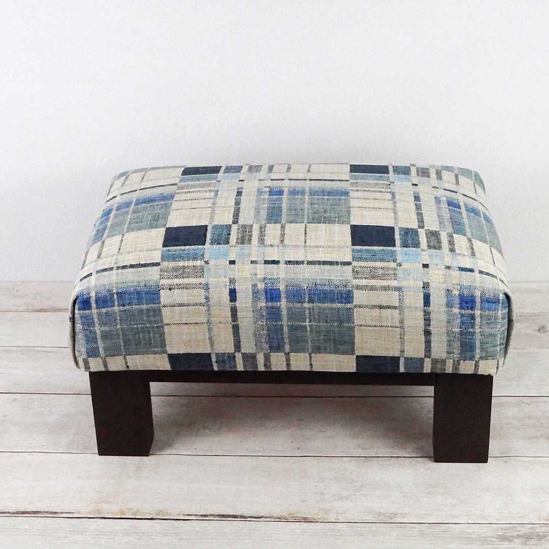 Plaid Foot Stool Ottoman Wood Footstool Small Footrest Handmade - Etsy