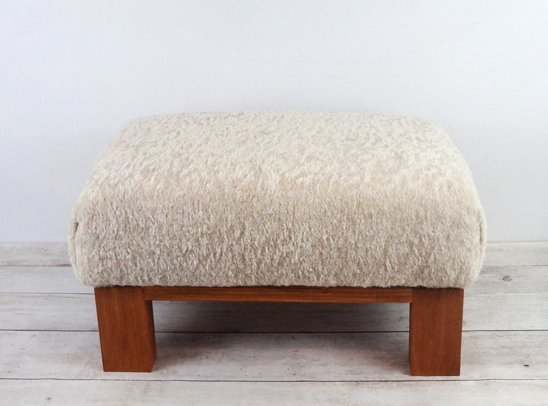 Sherpa Ottoman Shearling Footstool Beige Faux Sheepskin Pouf - Etsy