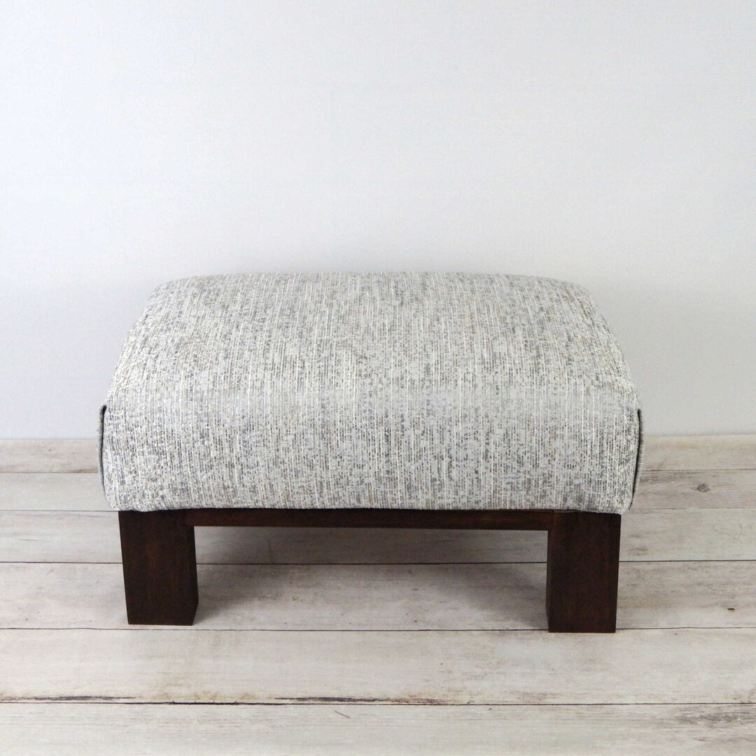 Footstool Small Upholstered Ottoman Grey Footrest Pouf - Etsy