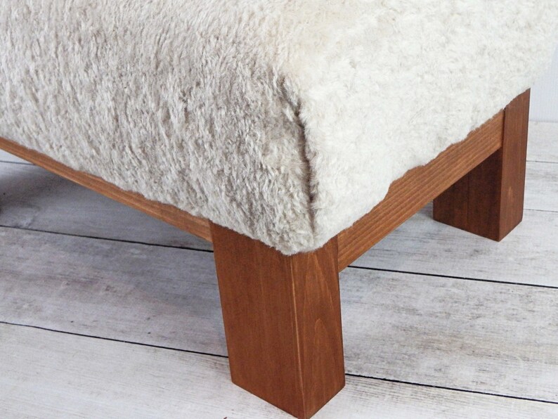 Sherpa Ottoman Shearling Footstool Beige Faux Sheepskin Pouf - Etsy