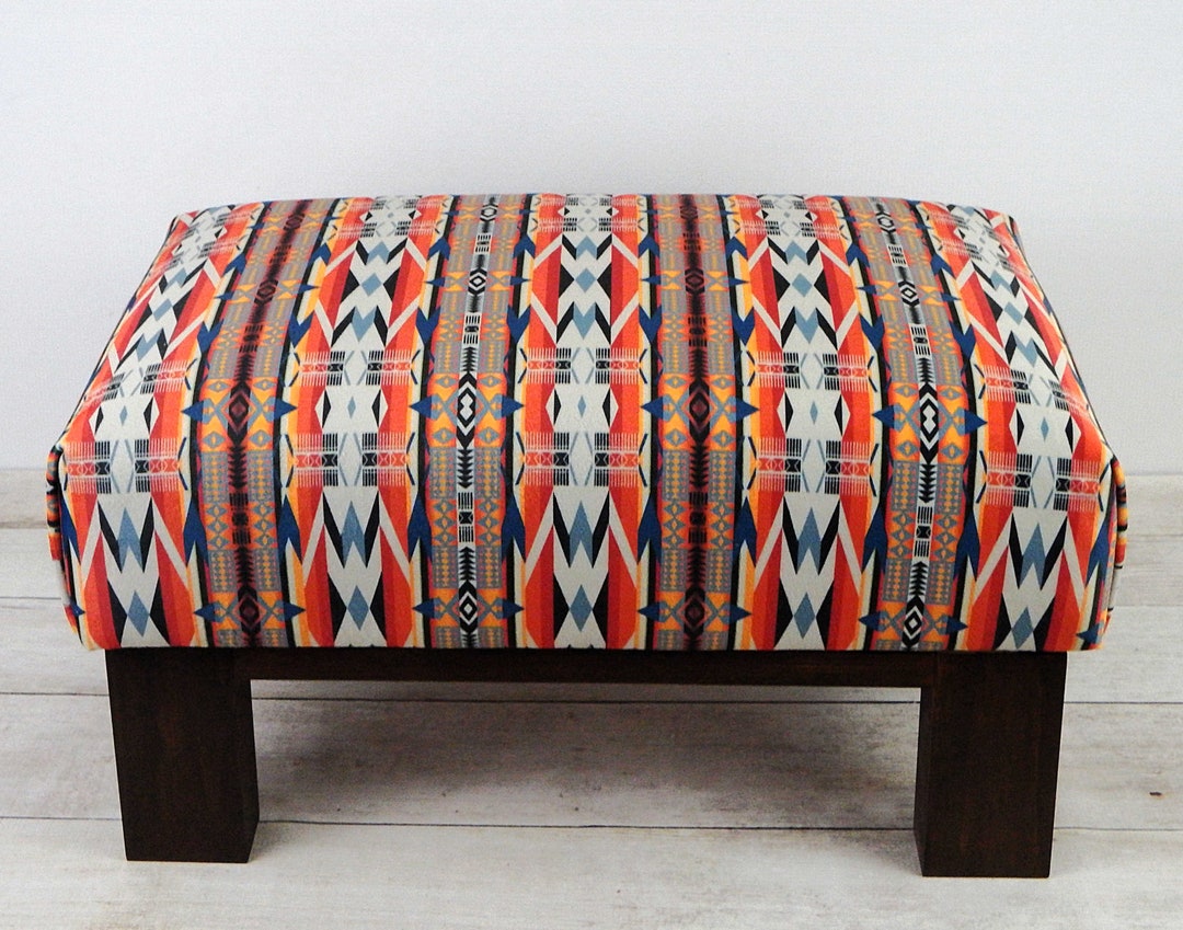 Southwestern Ottoman Foot Stool Western Decor Small Footstool Ottoman ...
