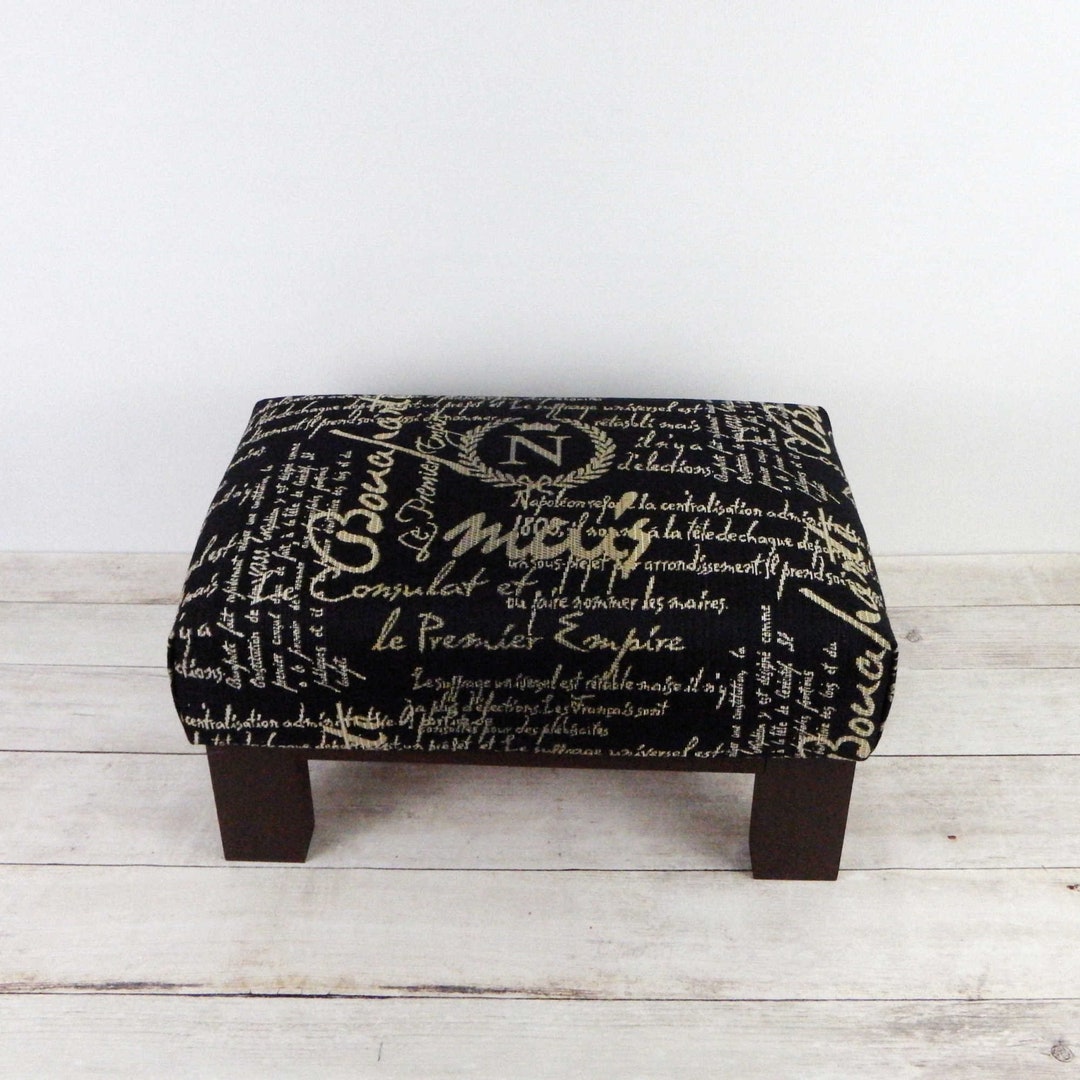 Black Footstool Ottoman - French Country Ottoman - Small Foot Stool ...