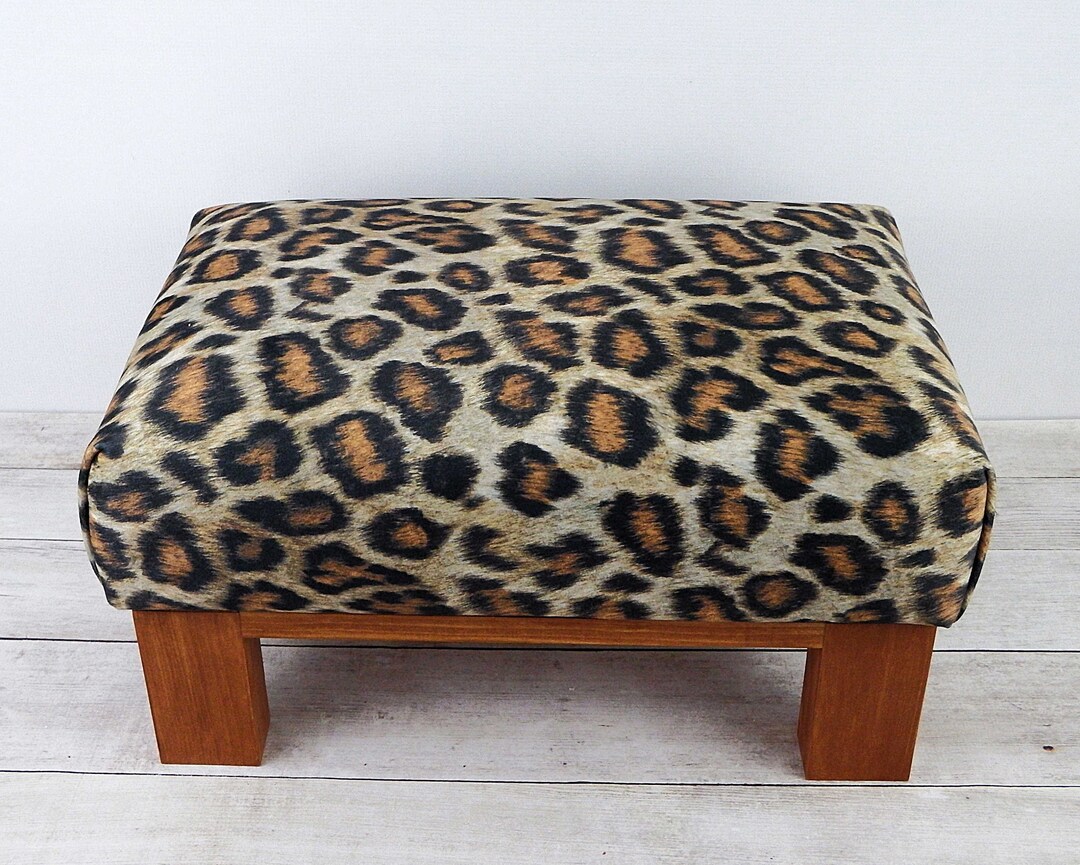 Leopard Cheetah Ottoman - Animal Print Footstool - Etsy