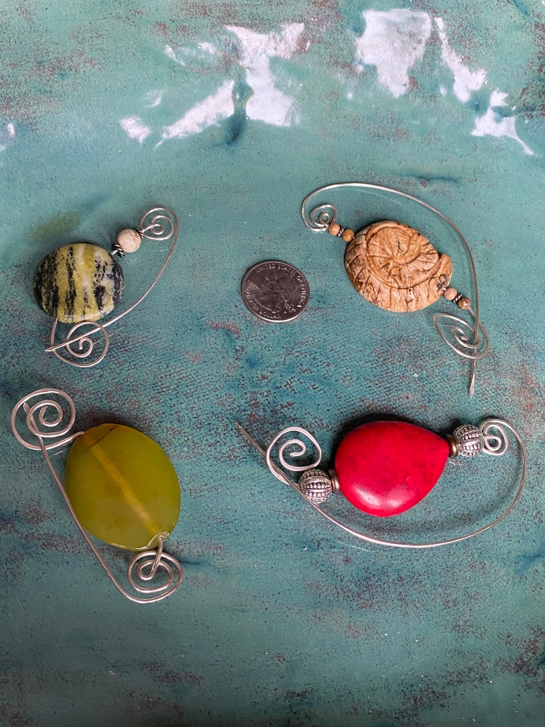 Medium Bead Swirling Wire Fibula Scarf Pin - Etsy