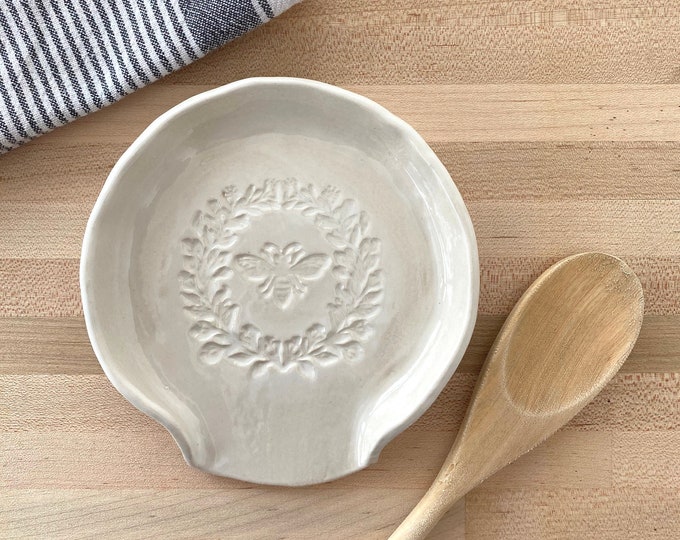 Spoon Rest, Bee Spoon Rest, Farmhouse Pottery, Favorite Cook's Gift ...