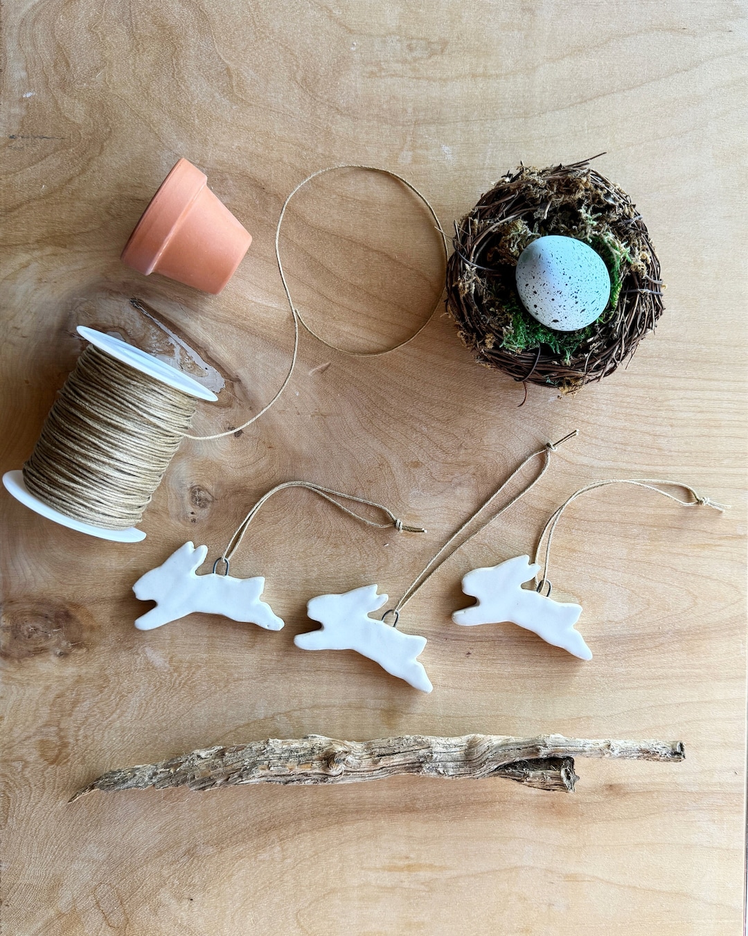 Farmhouse Decor, Rabbit Ornament, White Rabbit Decor, Bunny Ornament ...