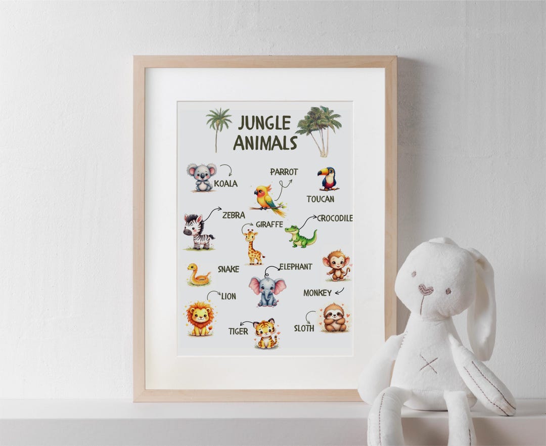Jungle Animals Poster for Kids - Instant Download PDF A3 | Safari ...