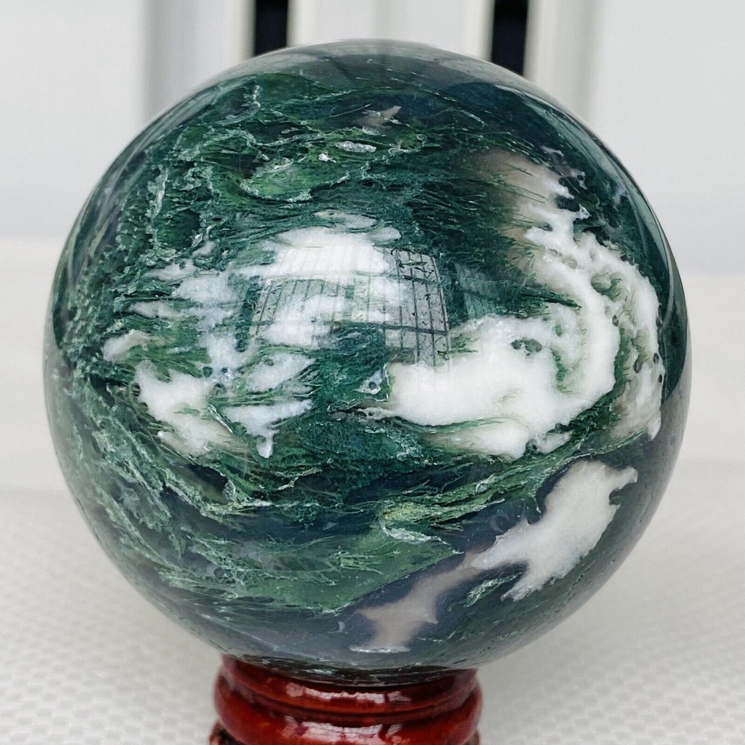 66mm 389g Water Grass Agate Sphere - Etsy