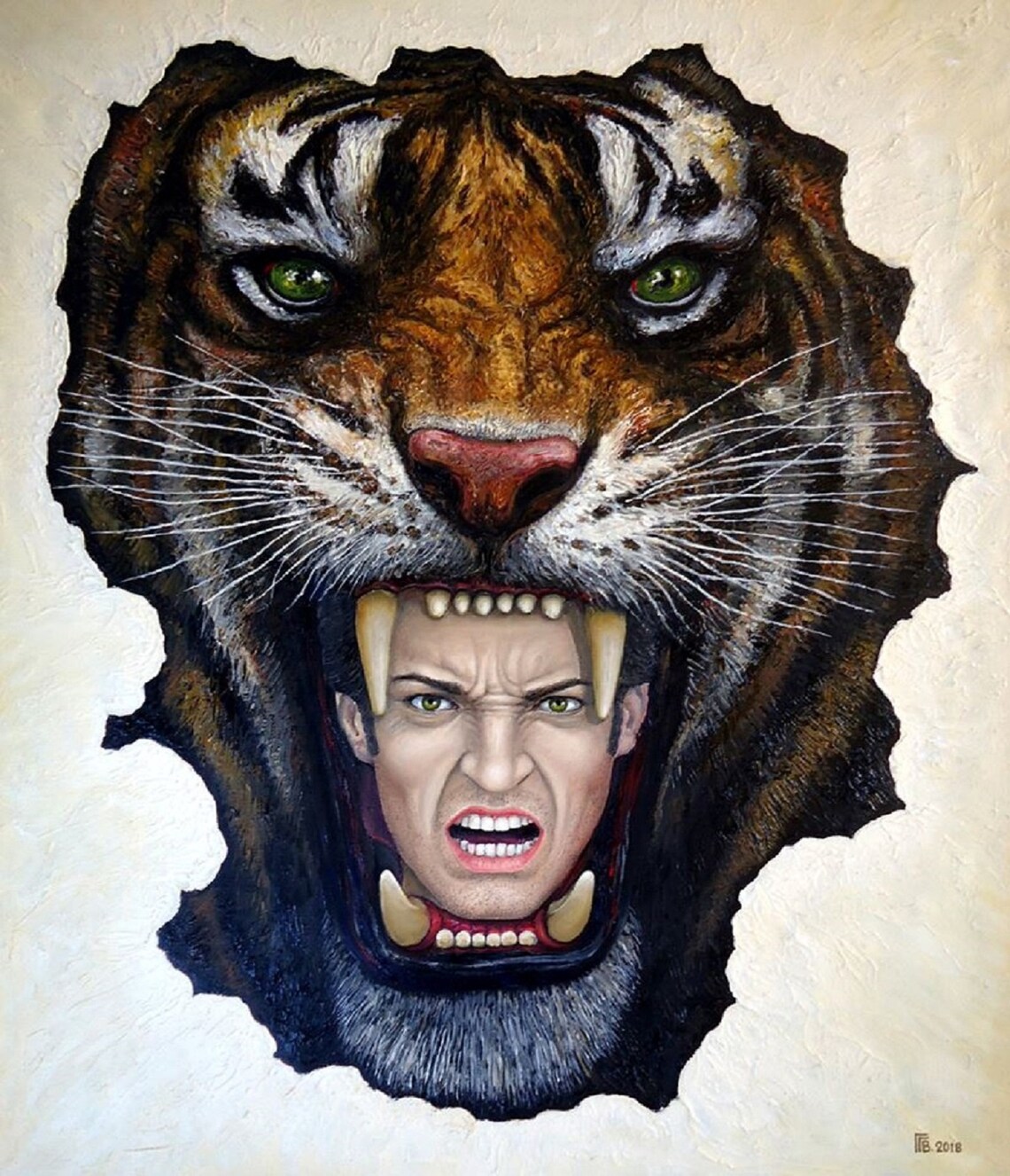 HOWLING TIGER - Original Oil Painting by Grigor Velev - Etsy