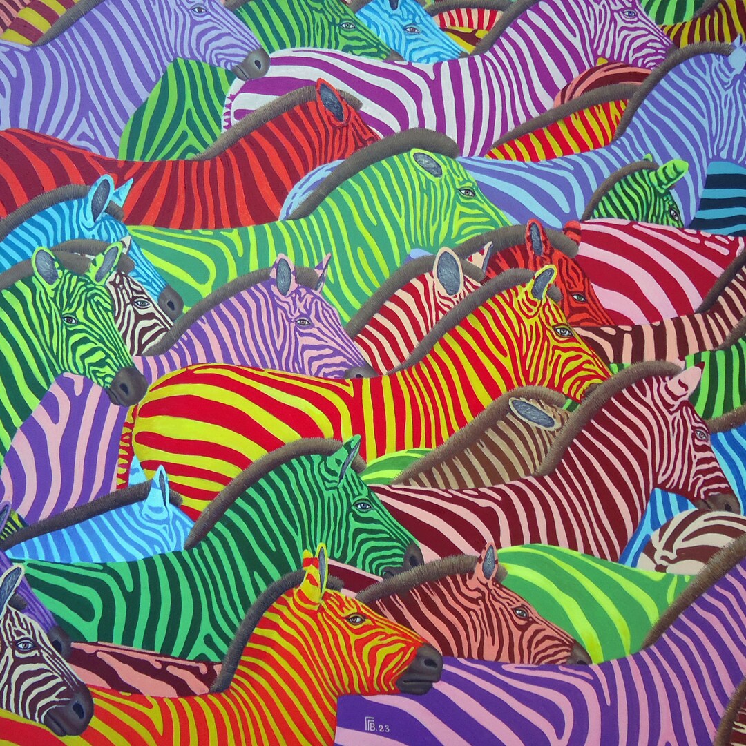 ZIG ZAG ZEBRAS Original Oil Painting by Grigor Velev - Etsy