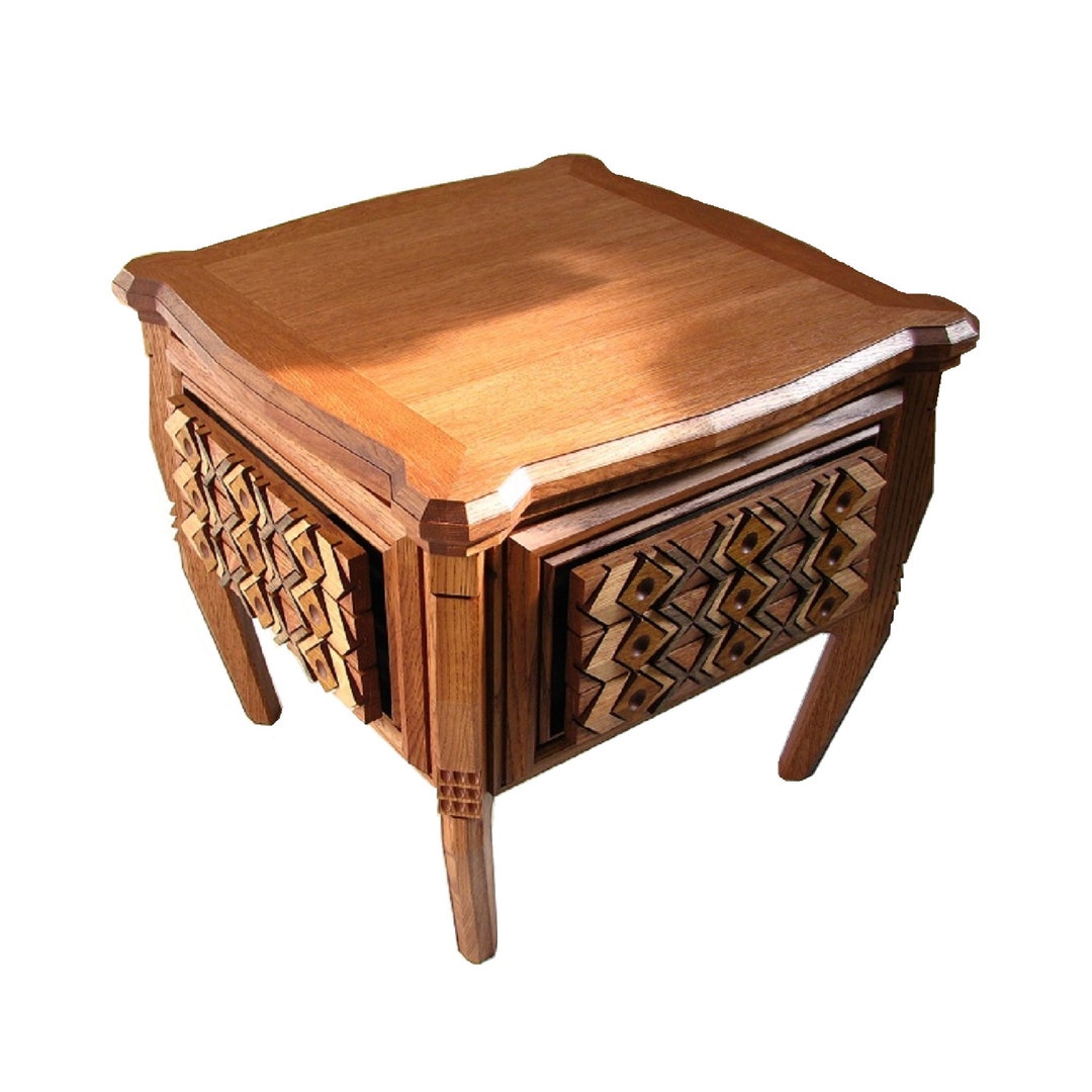 2 OAK SIDE TABLES - Original Wood Art Design Furniture by Sava Draganov ...