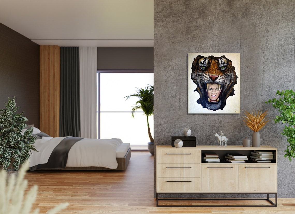 HOWLING TIGER - Original Oil Painting by Grigor Velev - Etsy