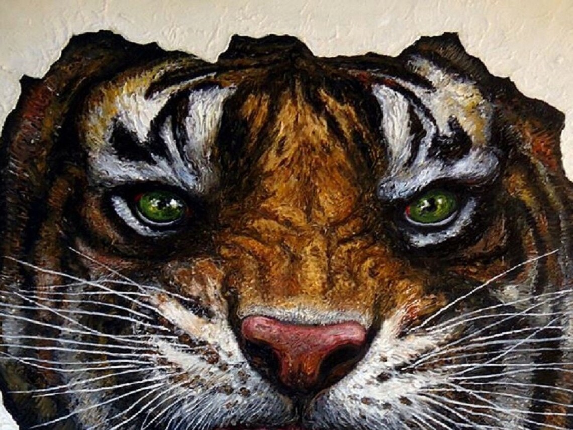 HOWLING TIGER - Original Oil Painting by Grigor Velev - Etsy