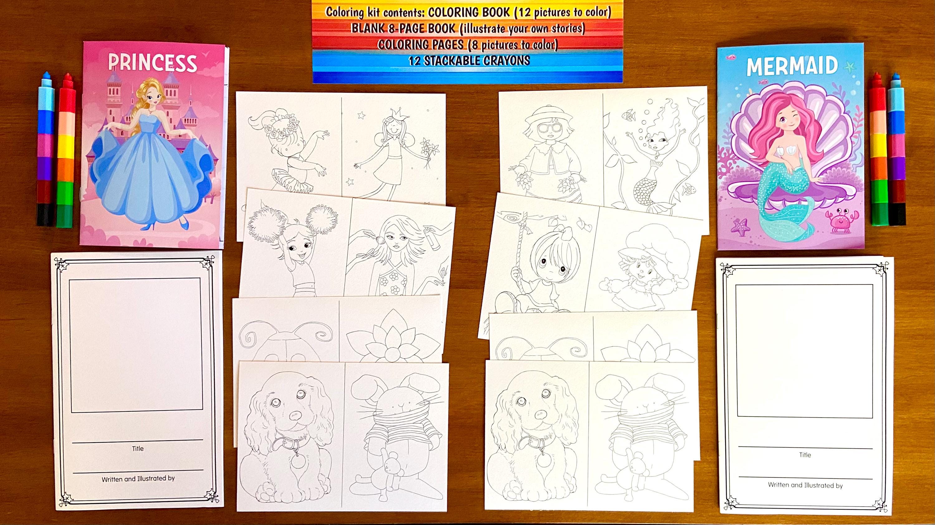 Gift Box Holds 12 COLORING KITS variety of Picture Subjects. Creative ...