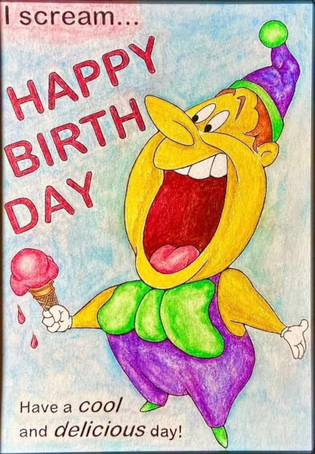 Picture 139 I Scream Birthday Personalized Gift Pre-sketched Coloring ...