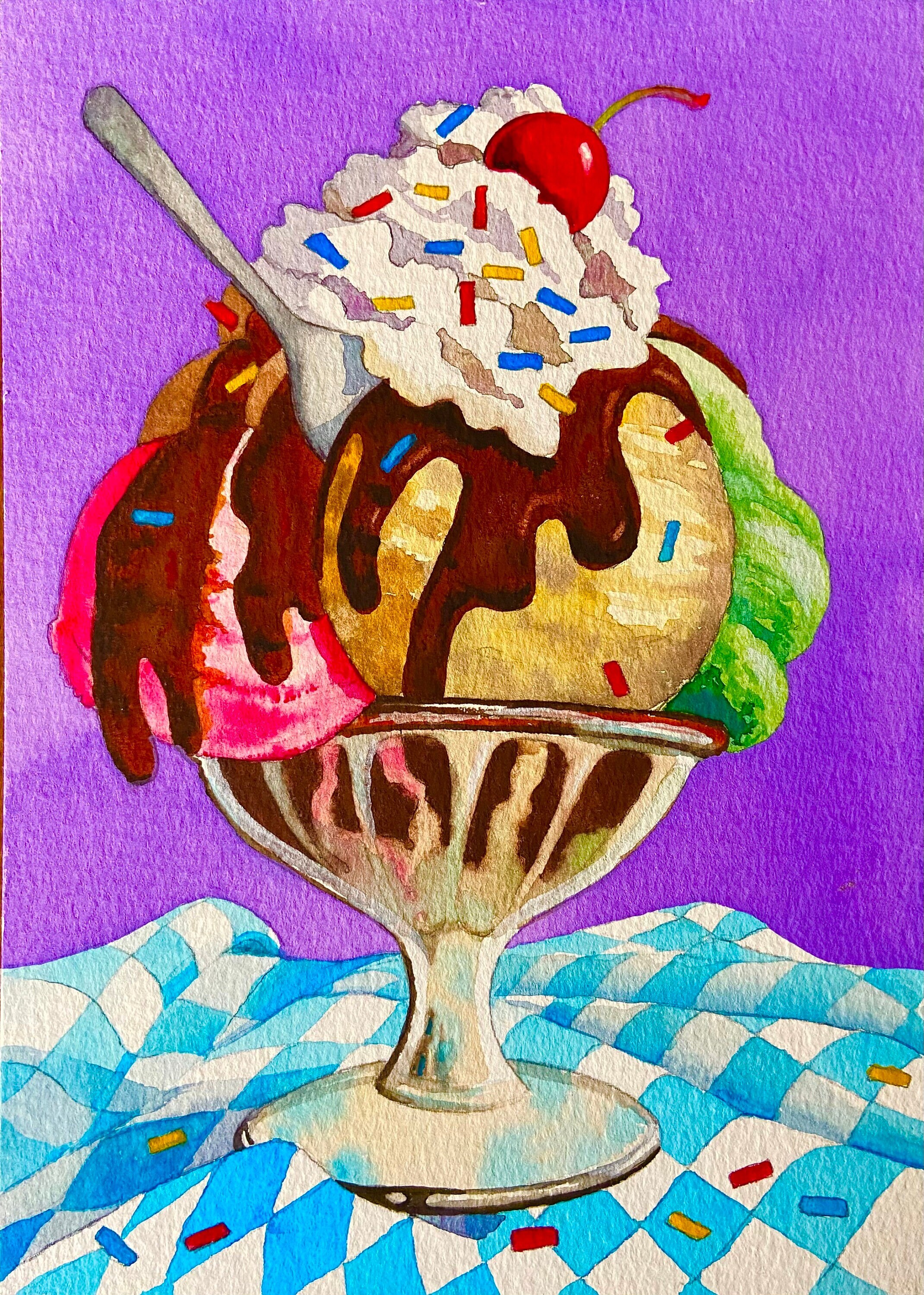 Ice Cream Sundae Colored Drawing
