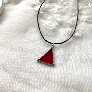 Stained Glass Necklace, Stained Glass Jewelry, Red Triangle Pendant ...