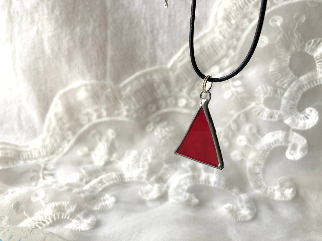Stained Glass Necklace, Stained Glass Jewelry, Red Triangle Pendant ...