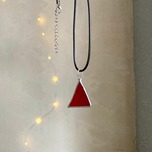 Stained Glass Necklace, Stained Glass Jewelry, Red Triangle Pendant ...
