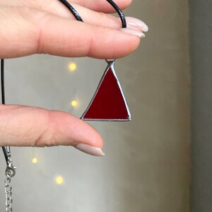 Stained Glass Necklace, Stained Glass Jewelry, Red Triangle Pendant ...