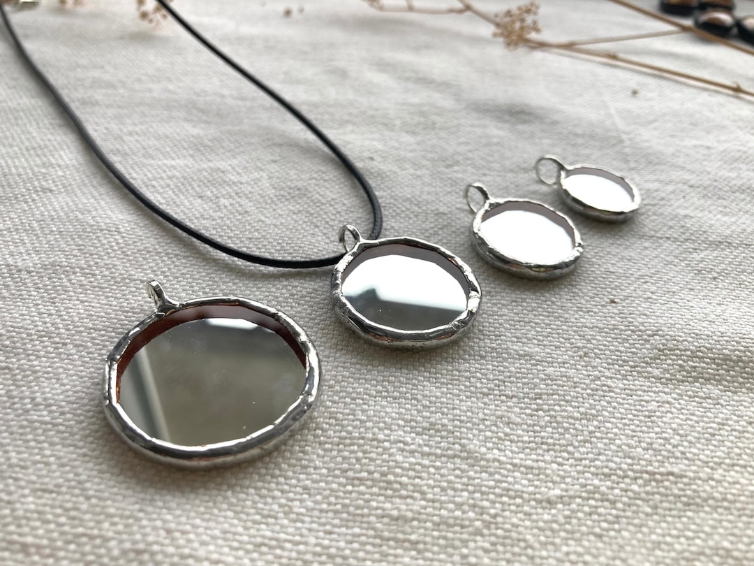 Small Mirror Pendant, 10-20-25-35 Mm, Stained Glass Necklace, Looking ...