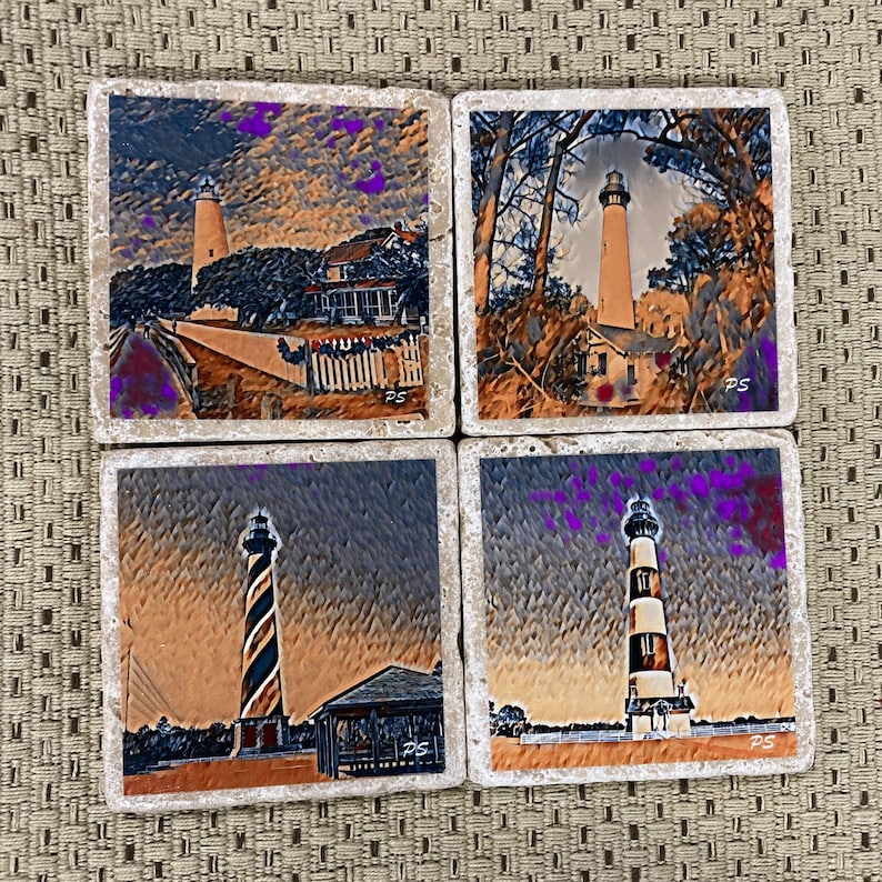 Outer Banks North Carolina Lighthouse Drink Coasters - Etsy