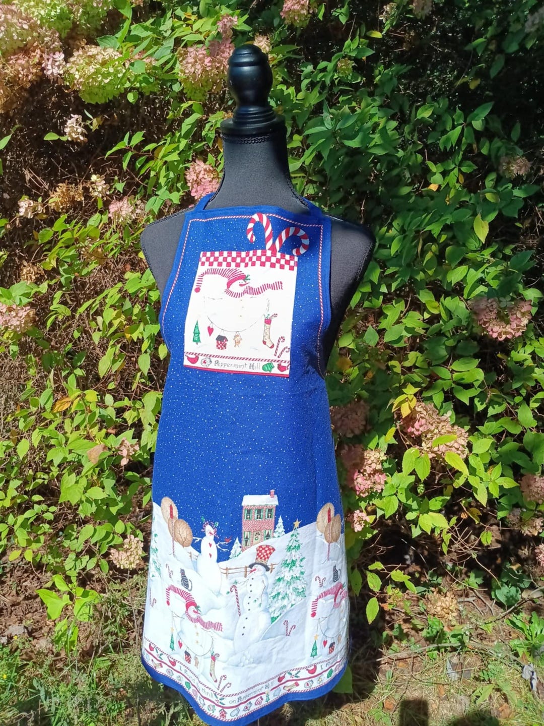 Vintage Blue Snowman Full Apron - Etsy
