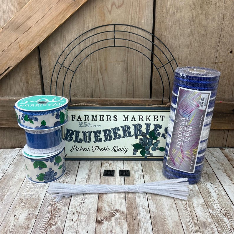 Blueberry Thin Wreath Kit, DIY Mesh Wreath Kit, Do It Yourself Everyday ...