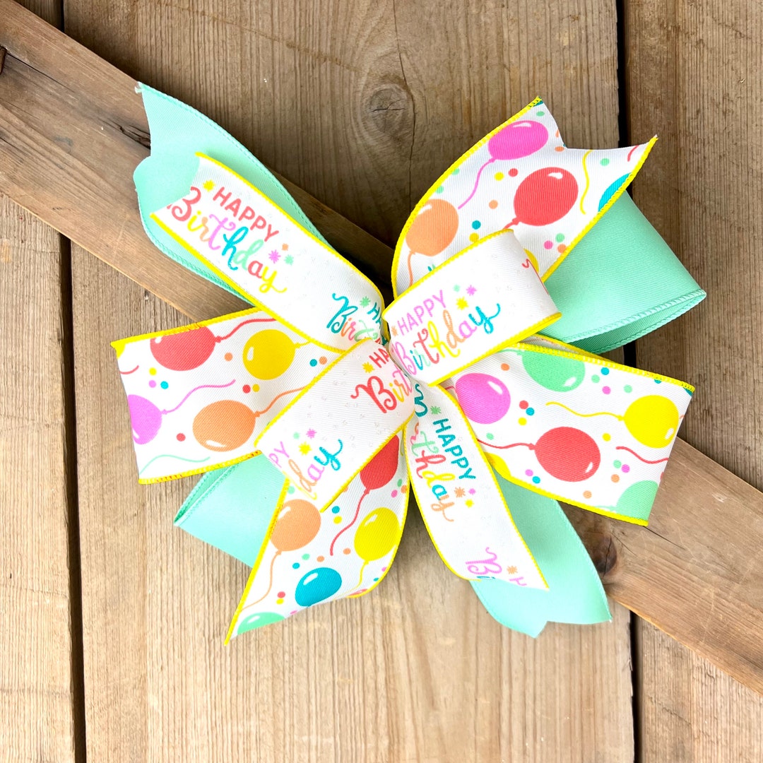 Birthday Bow for Wreath, Happy Birthday Bow for Front Door, Celebration ...