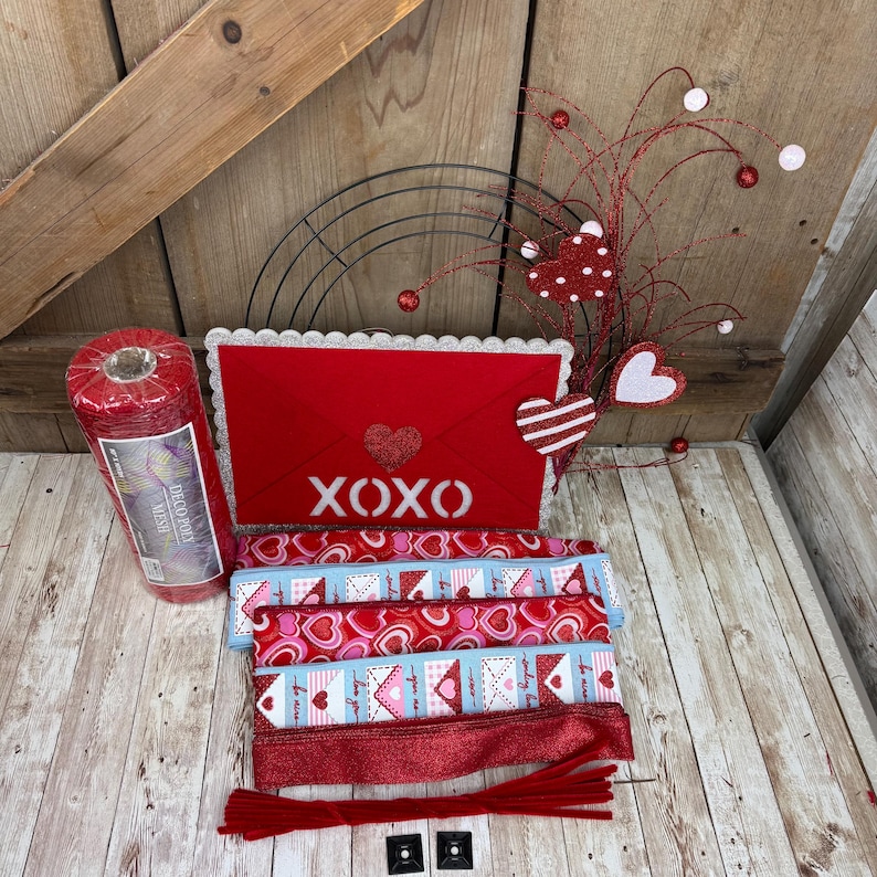 Valentine’s Day Wreath Kit, Valentine Blue and Red Love Letter Door ...