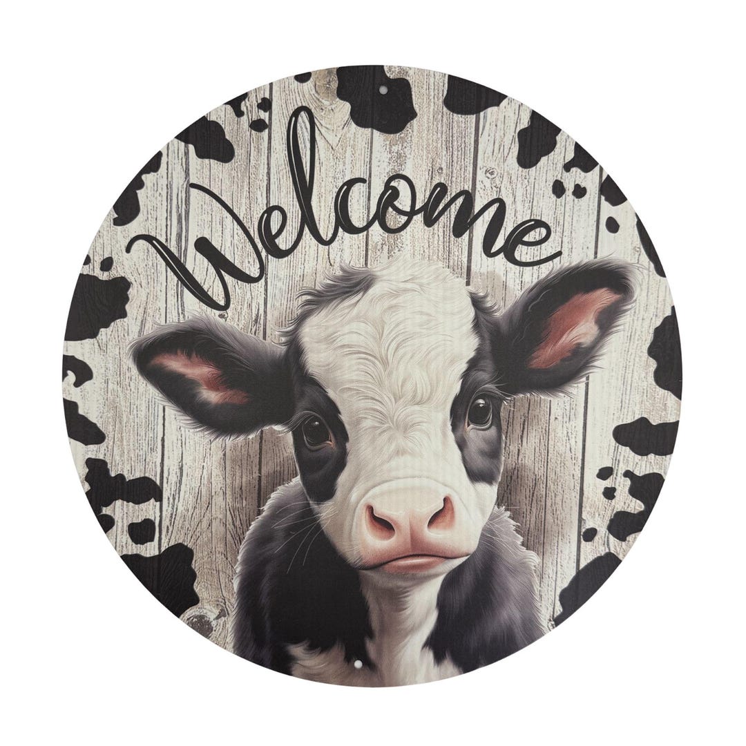 Cow Metal Sign, Welcome Cow Print Farmhouse Sign, Farm Decoration ...